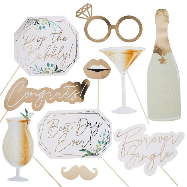 Hen Party Photo props - classy gold theme – Unique Party Supplies NZ