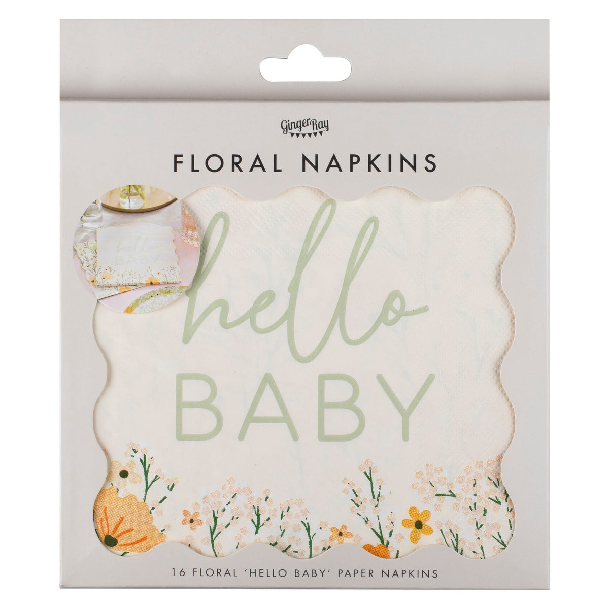 Pretty green floral baby shower themed party napkins – Unique Party ...