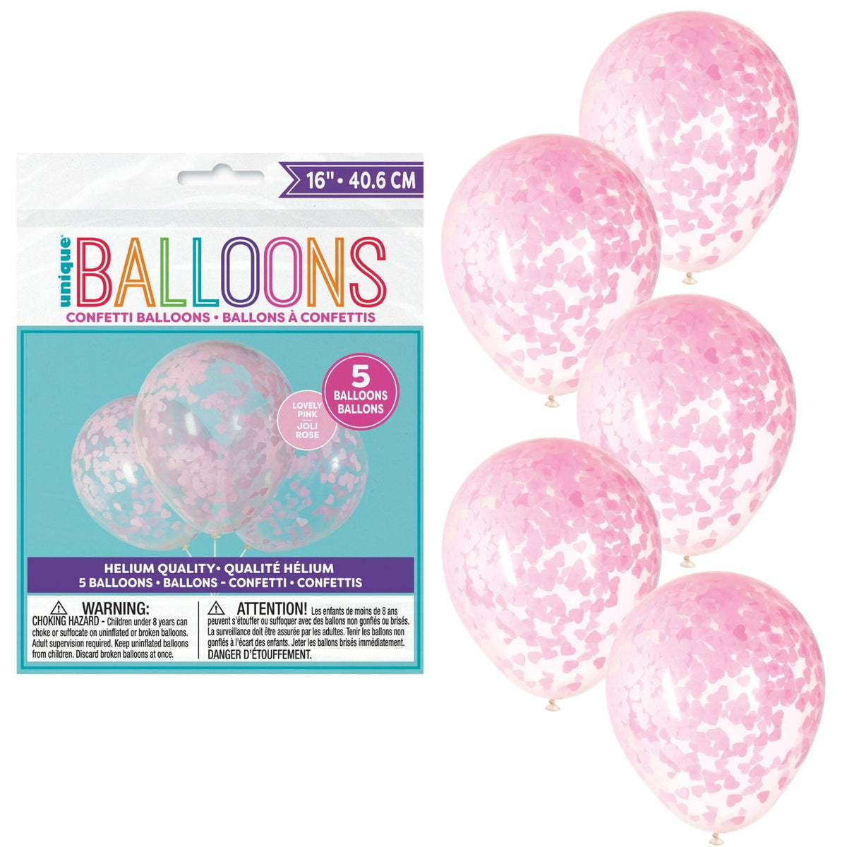 Large Heart Confetti Balloons - Lovely Pink – Unique Party Supplies NZ